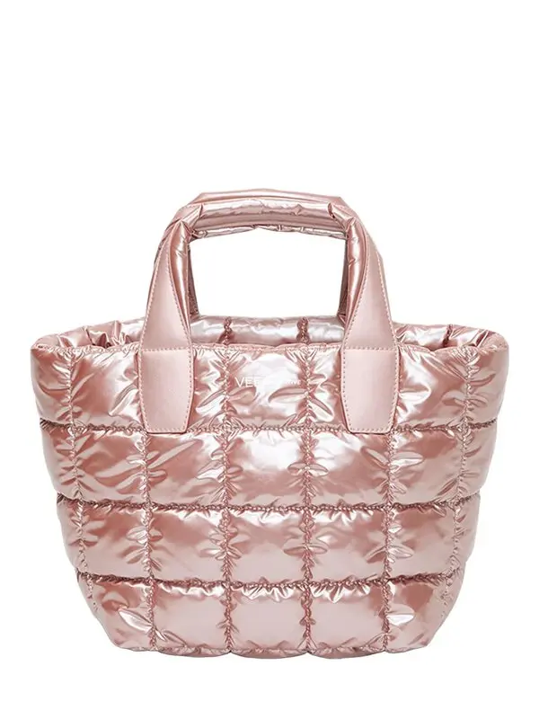 VEECOLLECTIVE Porter Small Metallic Quilted Tote Bag - Pink