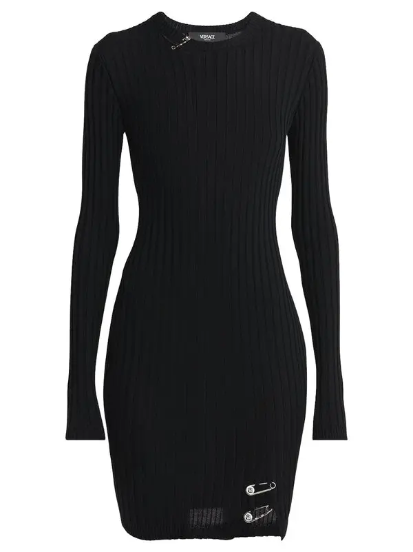 Versace Safety-pin Slit Vanise Knit Mini Dress - Black