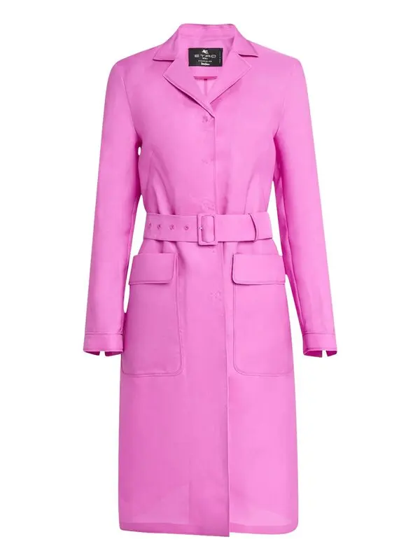 Etro Silk Organza Belted Trench Coat - Pomogranate
