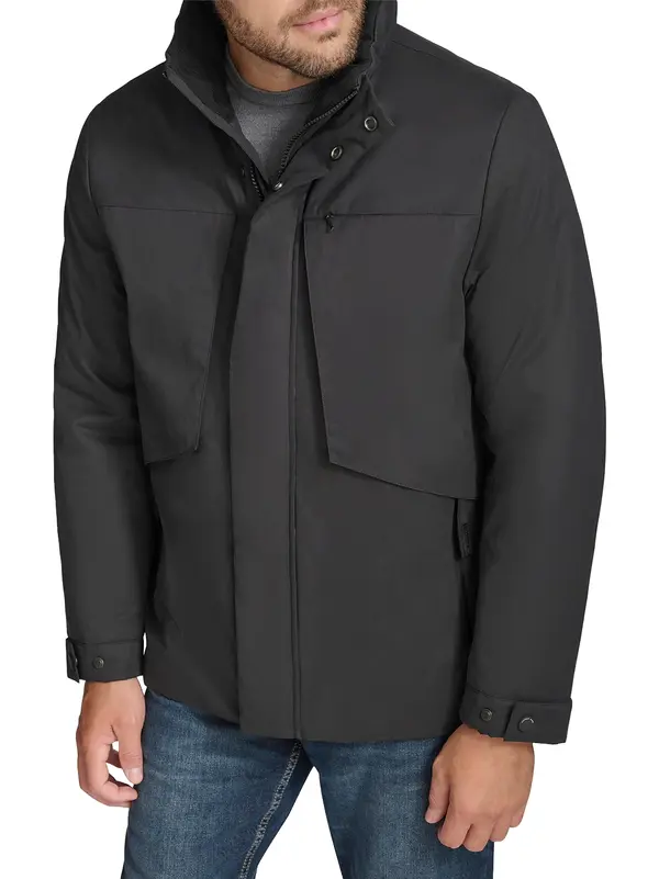 Andrew Marc Sueded Midweight Jacket - Black