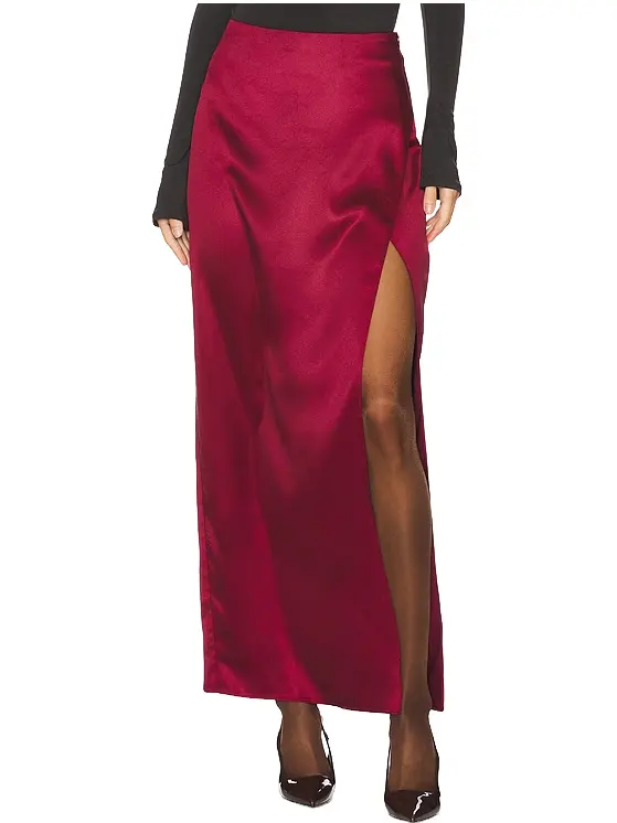Line & Dot Allina Slit Skirt - Burgundy