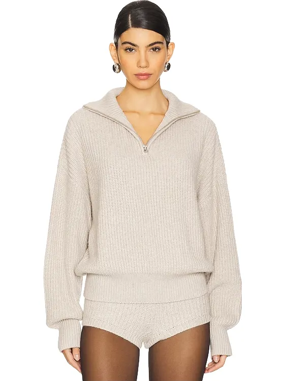 LOVERS AND FRIENDS Shivani Zip Sweater - Beige