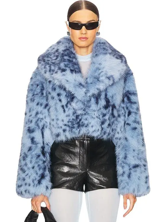 LAMARQUE Danika Faux Fur Coat - Blue Leopard