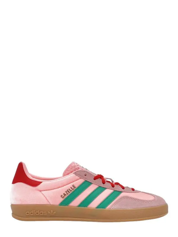 Adidas Gazelle Indoor Velvet Sneakers - Pink/green/scarelet Red