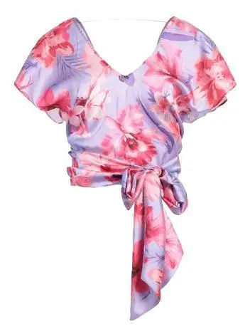 Pinko Floral Print Wrap Top - Purple