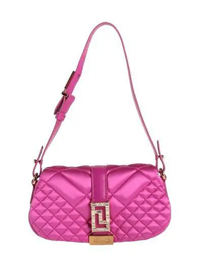 Versace Handbag In Viscose, Silk, And Lambskin - Pink