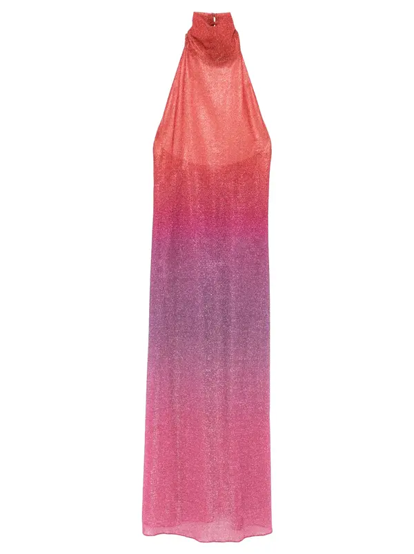 Oseree Lurex Midi Dress - Pink