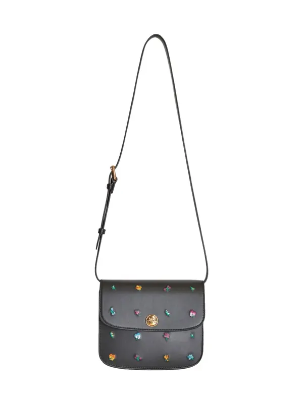 Etro Floral-embroidered Shoulder Bag - Black