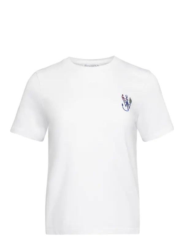 JW Anderson Anchor-embroidery Printed T-shirt - White