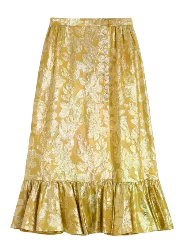 Valentino Garavani Apres L'hiver Flared Midi Skirt - Yellow