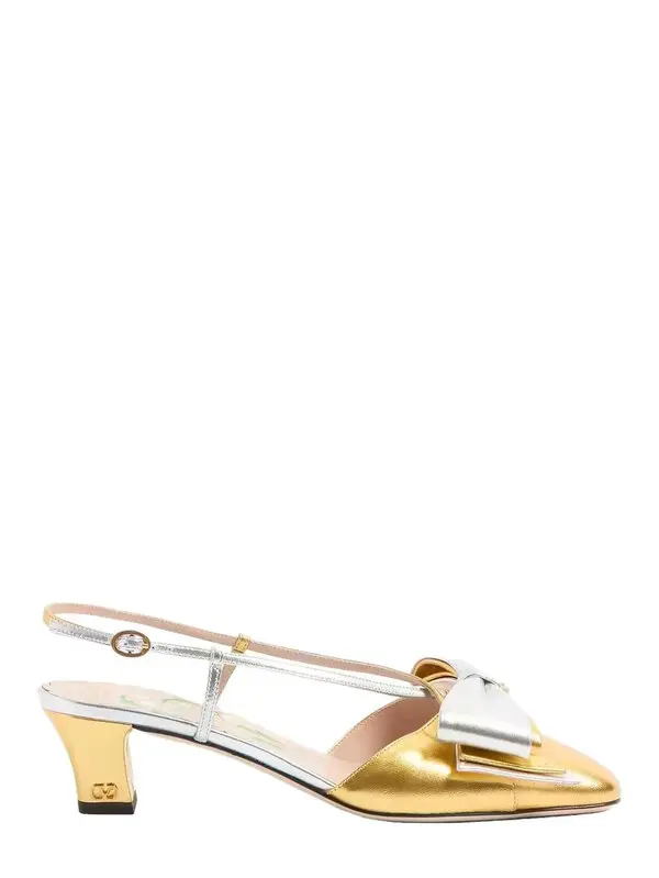 Valentino Garavani 45mm Bowow Slingback Pumps - Gold