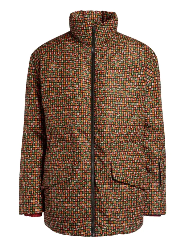 Bally Alpine-flower Print Puffer Jacket - Brown