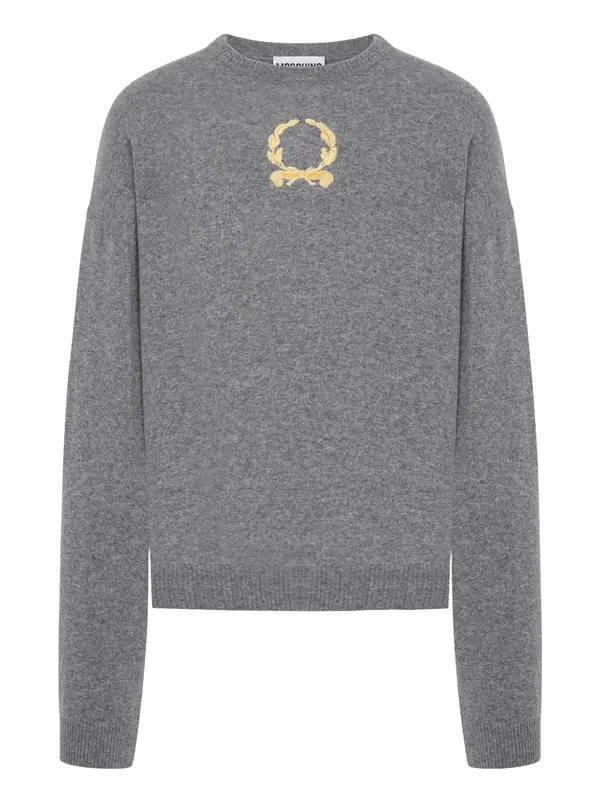 Moschino Laurel-embroidered Jumper - Grey
