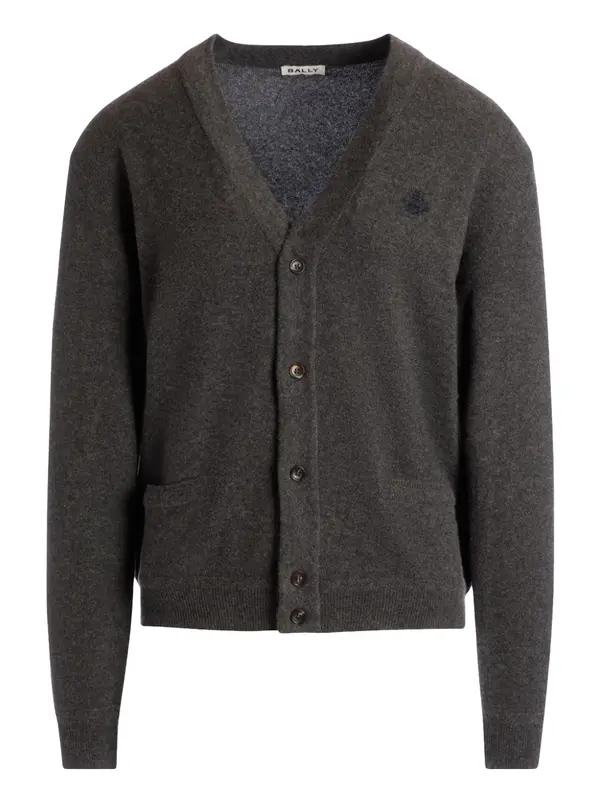 Bally Embroidered-logo Cardigan - Grey