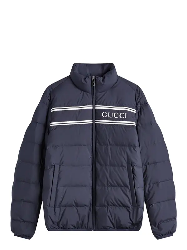 Gucci Logo Lightweight Down Jacket - Navy