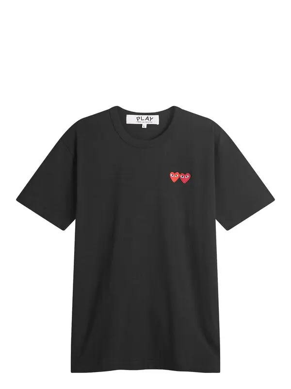 Play Comme Des Garcon Double Heart T-shirt - Black