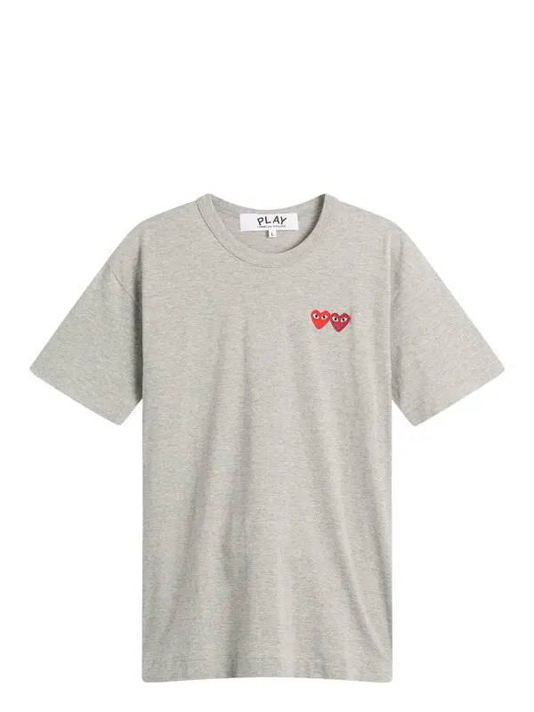 Play Comme Des Garcon Double Heart T-shirt - Grey