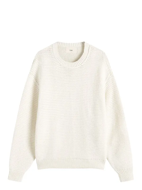 Folk Drop Shoulder Knit Jumper - Ecru