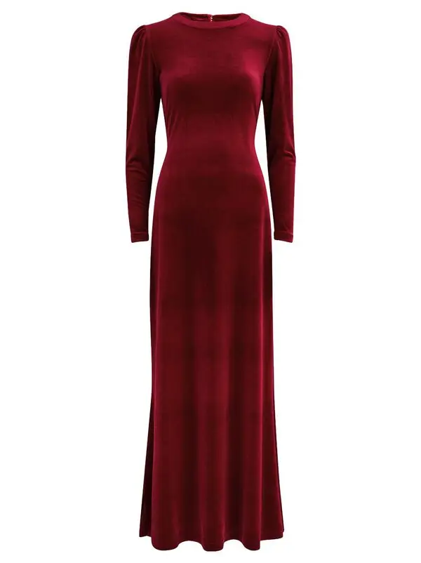 LUXE DE VALENTINA Venetian Velvet Maxi Dress - Red