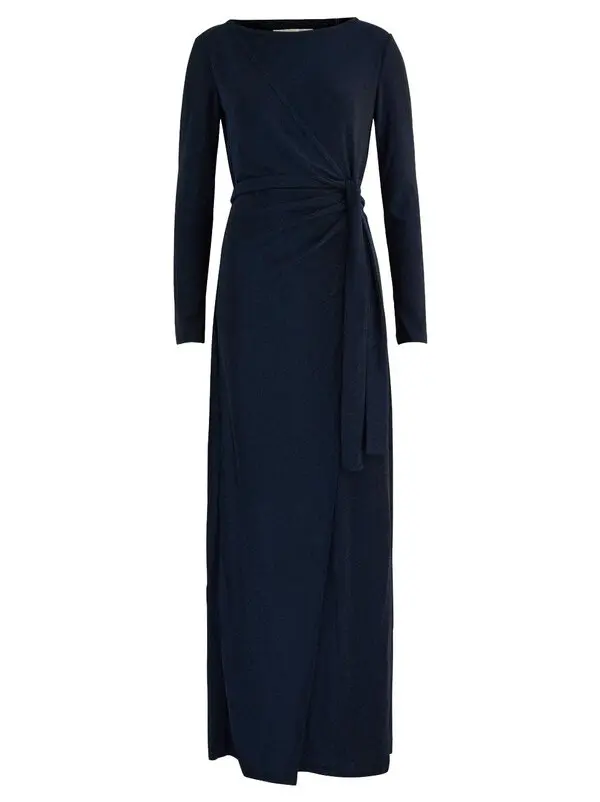 Diane Von Furstenberg Simona Wrap-effect Lamé Maxi Dress - Dark Navy