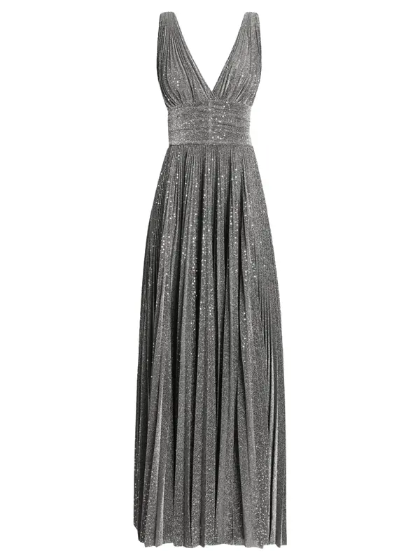 Dolce & Gabbana Plissé-effect Gown - Silver