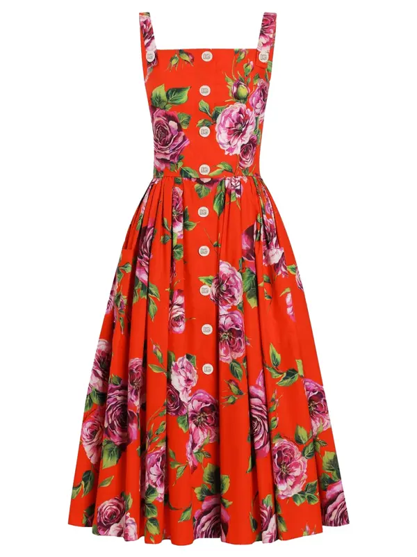 Dolce & Gabbana Floral-print Midi Dress - Red