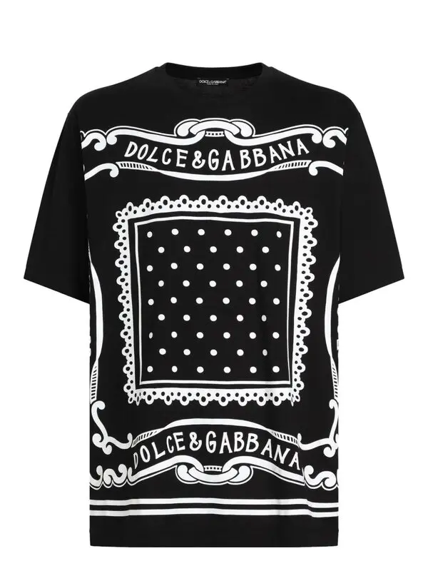 Dolce & Gabbana Bandana-print Cotton T-shirt - Black