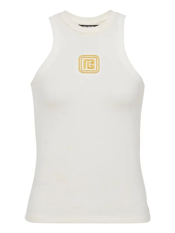 Balmain Embroidered Tank Top - White