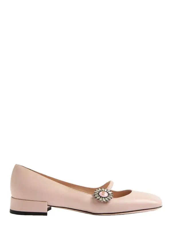 Valentino Garavani Mary Jane Leather Ballerina Shoes - Pink