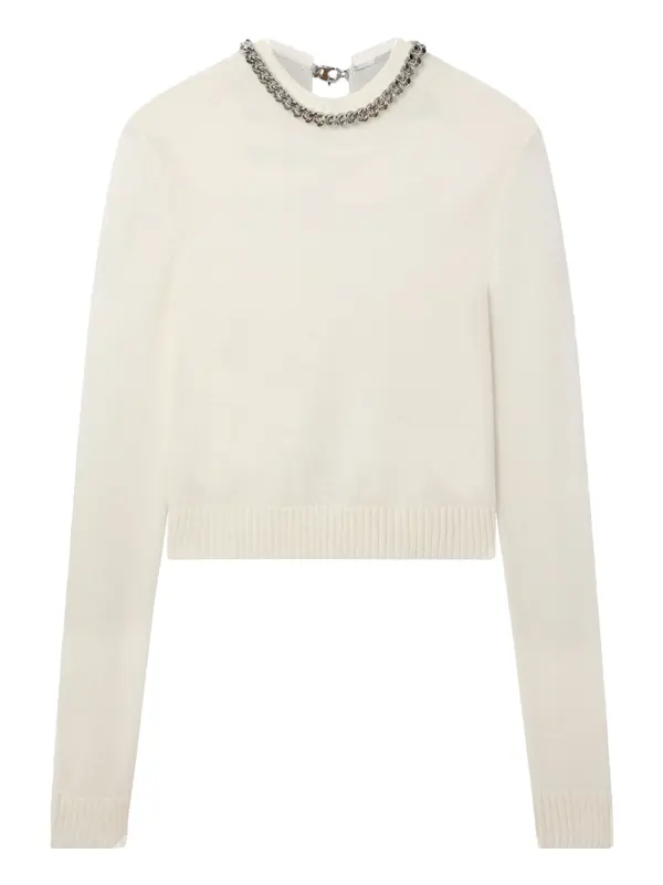Stella McCartney Falabella-chain Fine-knit Sweater - Neutrals