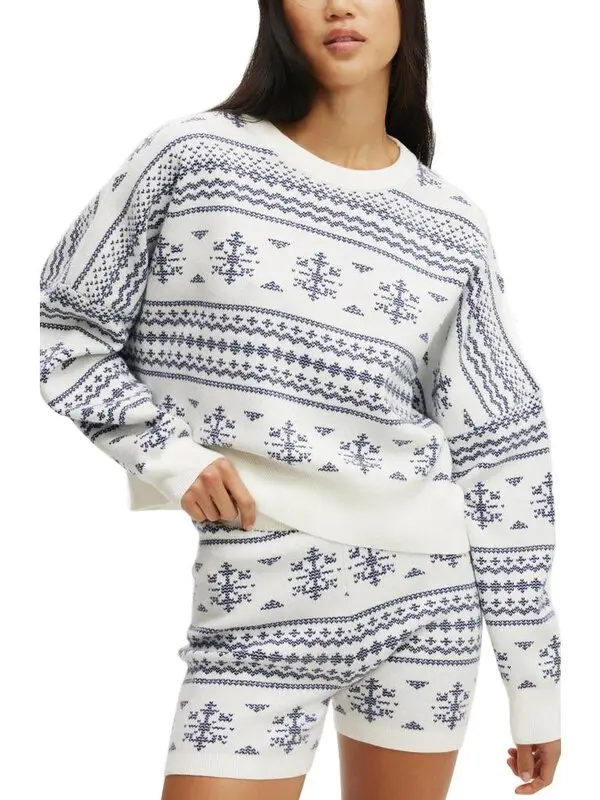 Cotton:on Knitted Jumper - Coconut Milk Snow Flakes