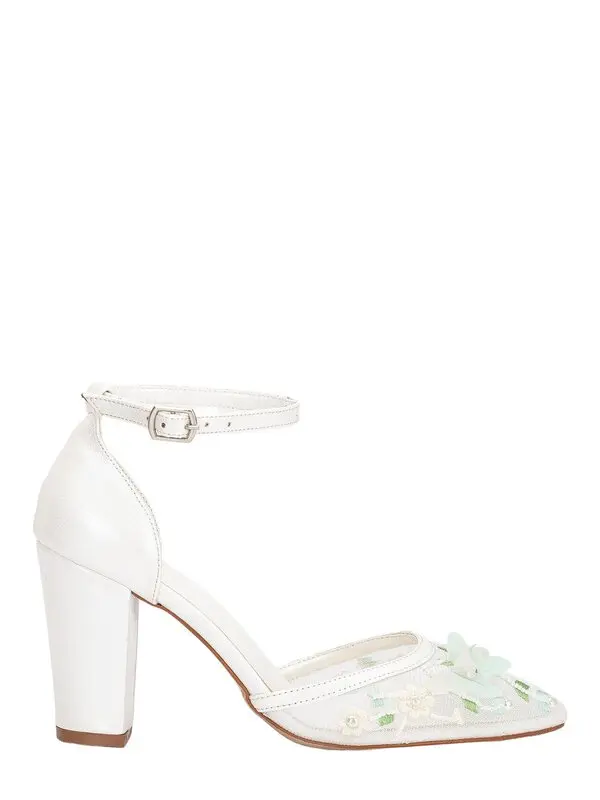 FOREVER & ALWAYS SHOES Ivy 3d Floral Lace High Heels - Ivory With Light Green
