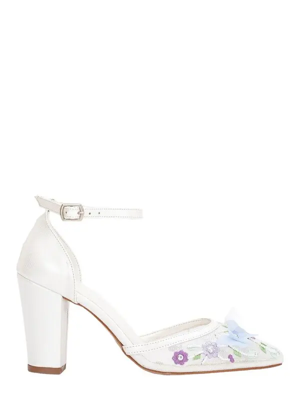 FOREVER & ALWAYS SHOES Ivy 3d Floral Lace High Heels - Ivory With Lilac