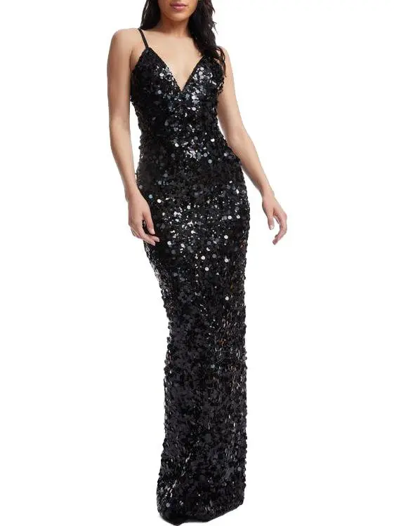 Dress The Population Cammie Paillette Gown - Black