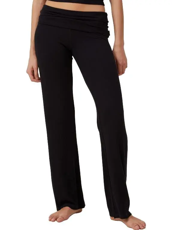 Cotton:on Airy Soft Roll Waist Pant - Ribbed Black