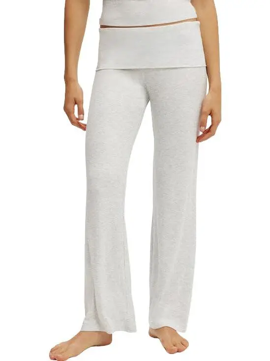 Cotton:on Airy Soft Roll Waist Pant - Ribbed Light Grey Marle