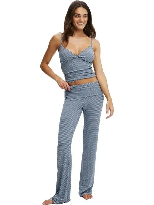 Cotton:on Airy Soft Roll Waist Pant - Steely Blue Violet Blue