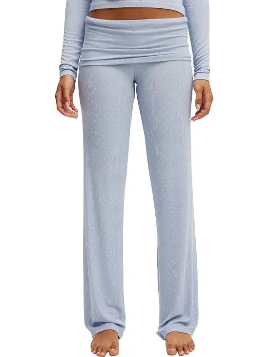Cotton:on Airy Soft Roll Waist Pant - Violet Blue Billy Spot