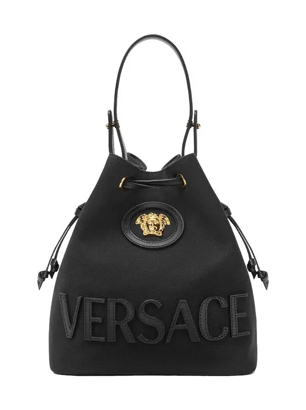 Versace La Medusa Canvas Bucket Bag - Black Versace Gold