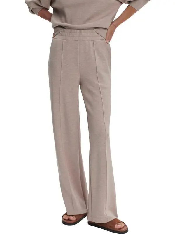 Varley Doublesoft Wide Leg Pants - Taupe Marl