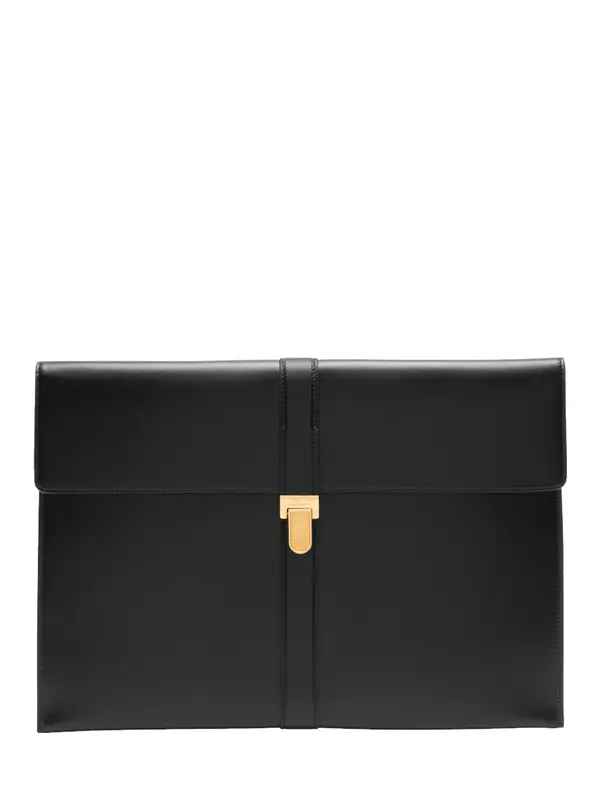 THE ROW Leather Clutch - Black