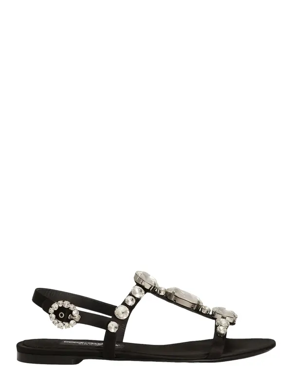 Dolce & Gabbana Bianca Gemstone-embellished Sandals - Black