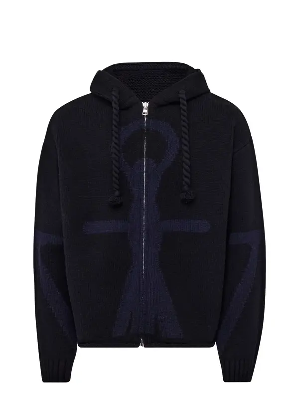 JW Anderson Anchor Logo Zip Hoodie - Black