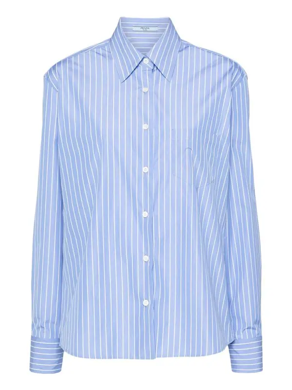 Prada Striped Poplin Shirt - F0013 Light Blue