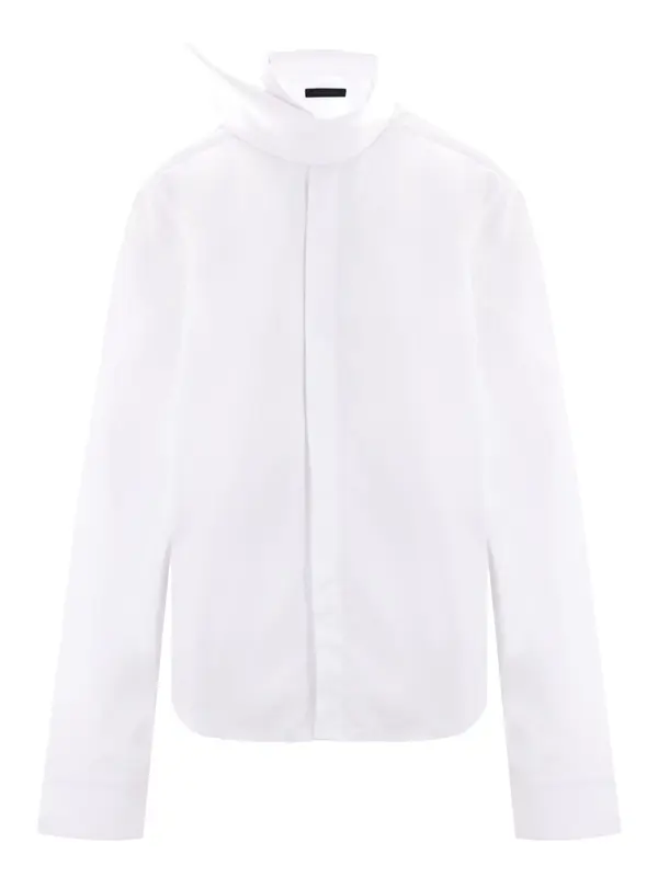 ALAINPAUL Scarf-collar Cotton Shirt - White