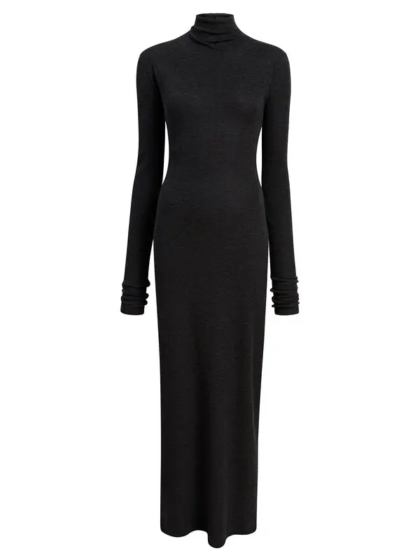 Khaite Norla Silk Cashmere Jersey Dress - Charcoal