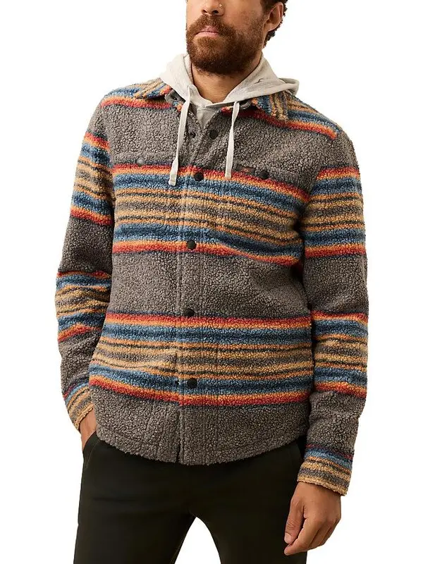 Faherty Brand Range Fleece Shirt Jacket - Buffalo Rock Stripe