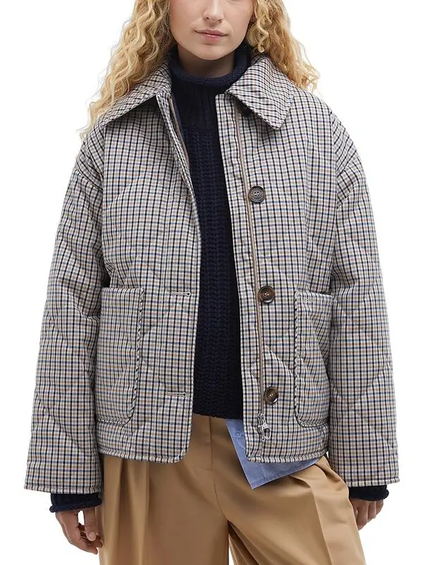Barbour Cassidie Quilted Coat - Sky Micro Check