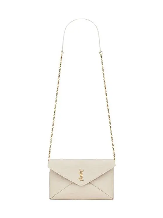Saint Laurent Cassandre Chain Pouch - Blanc Vintage Lambskin/gold