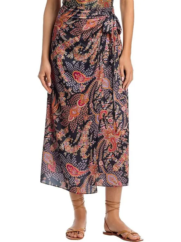 Kobi Halperin Stella Grandeur Printed Sarong Skirt - Black Multi